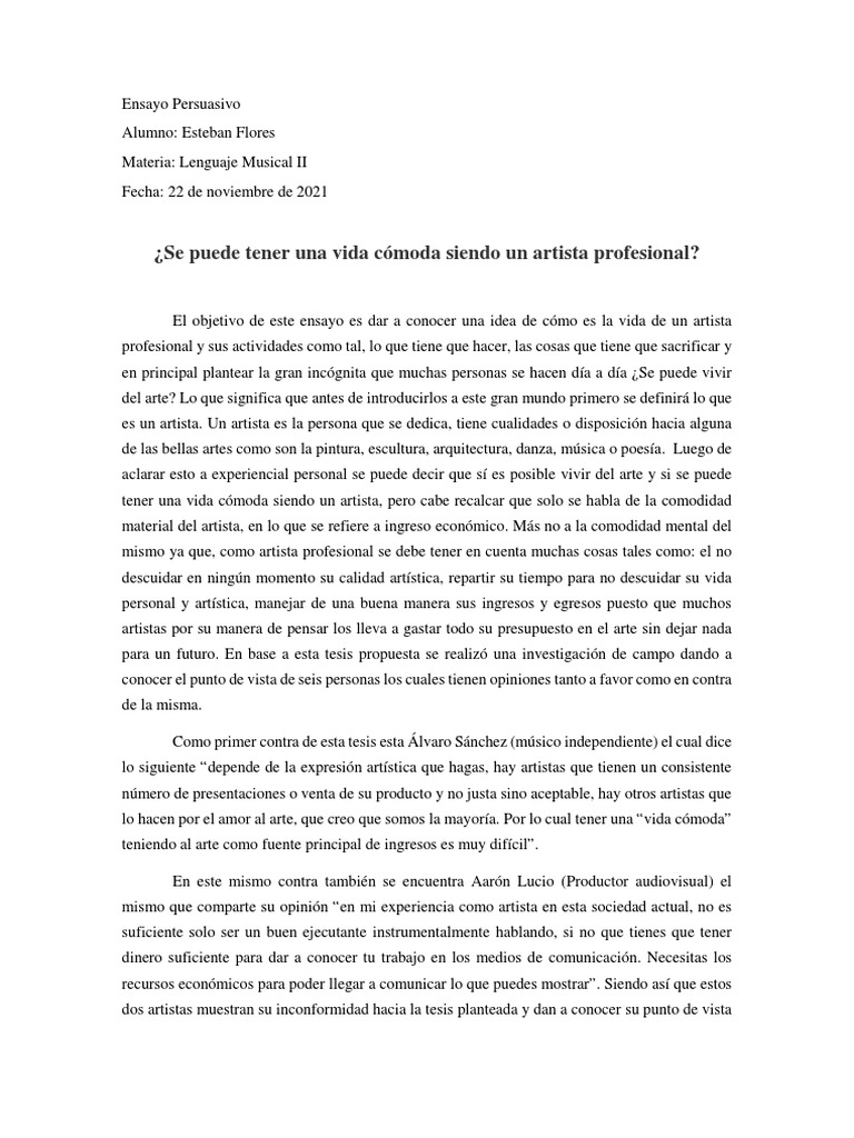 Ensayo Persuasivo | PDF | Conocimiento | Ensayos