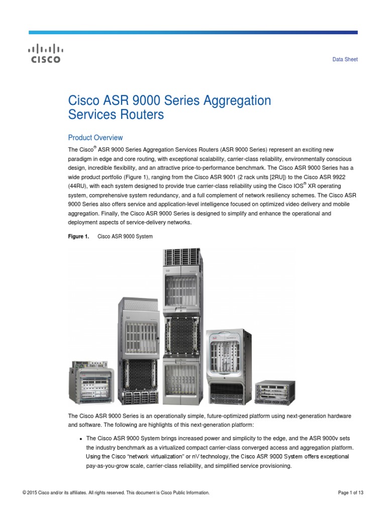 Cisco ASR 9000 Series Aggregation Services Routers: Product Overview ...