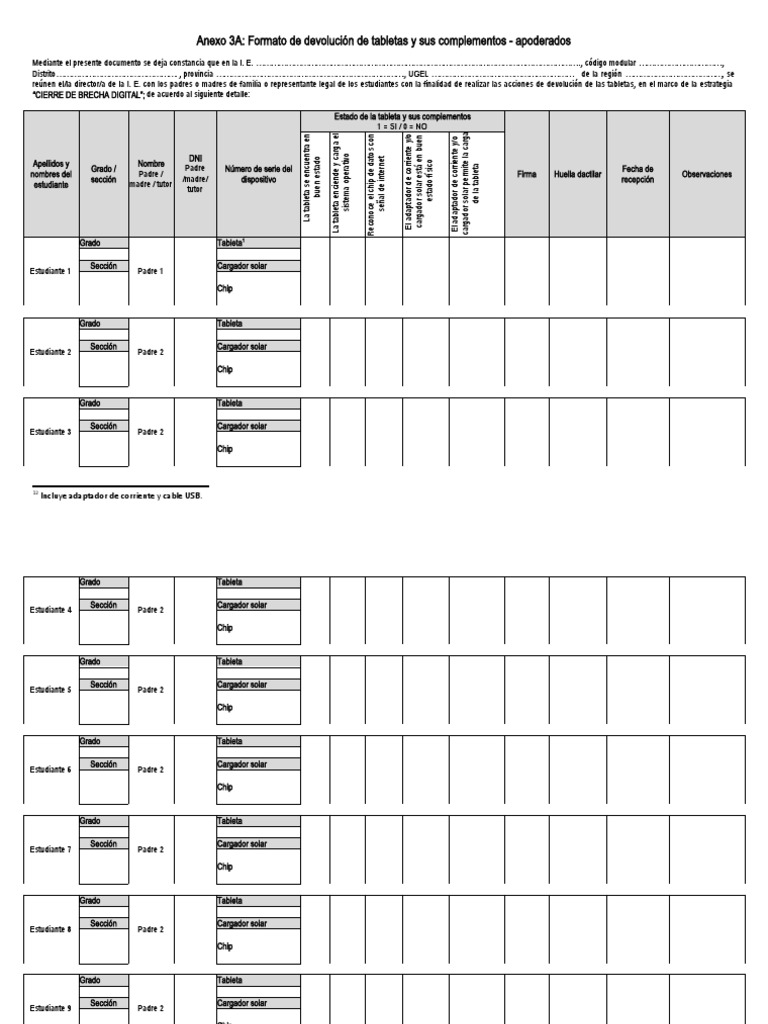 Formato Devolución Tablet 3A | PDF | Hardware de la computadora | Edad de información