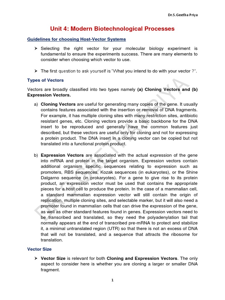 Bioprocess Engineering Notes 20 November 2020 Pdf Plasmid