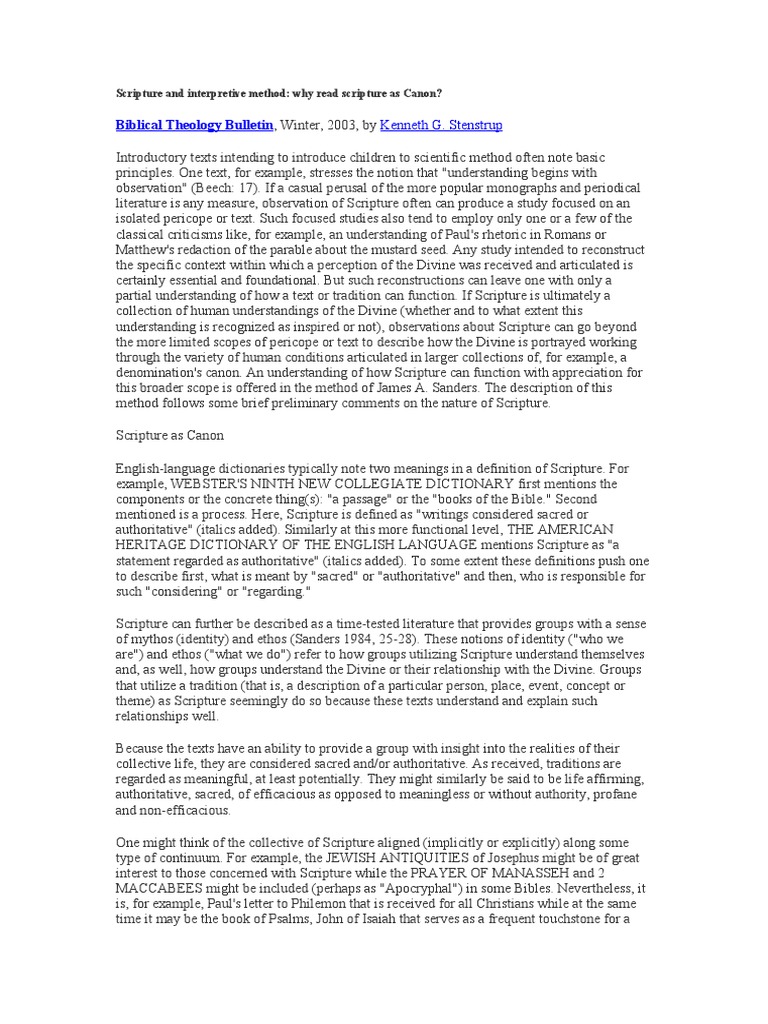 Scripture and Interpretive Method | PDF | Bible | Hermeneutics