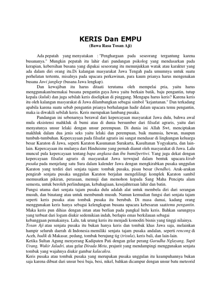 Filosofi dan Fungsi Keris dalam Budaya | PDF