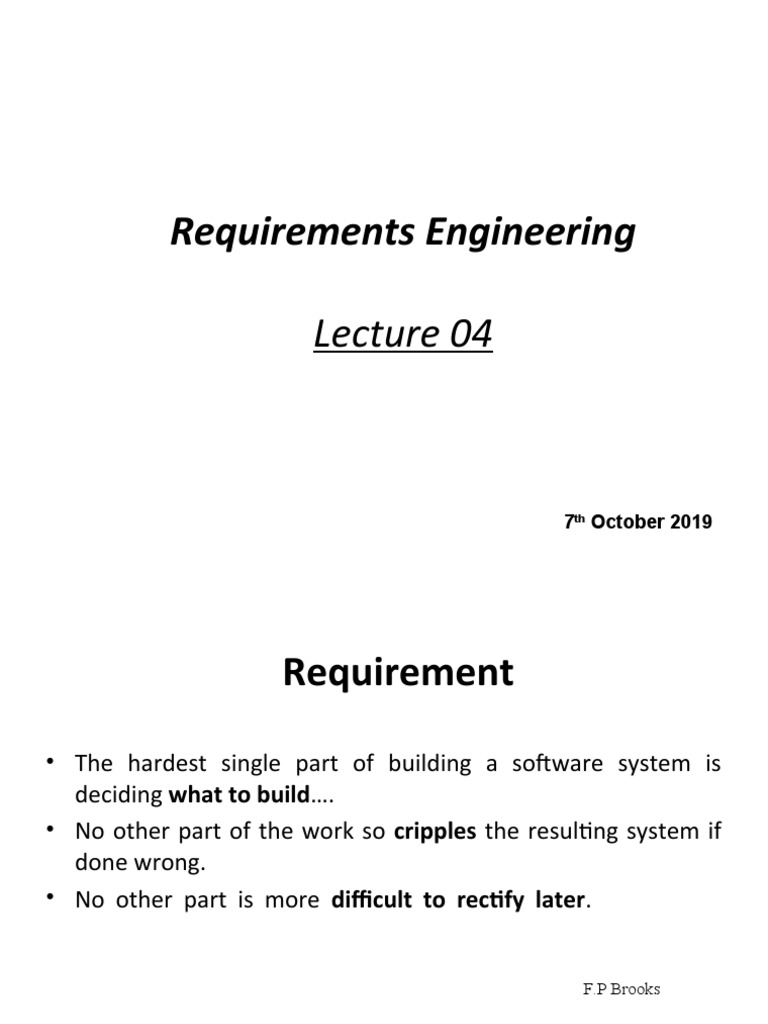 Lecture 4 Requirements Engineering | PDF | Specification (Technical Standard) | System