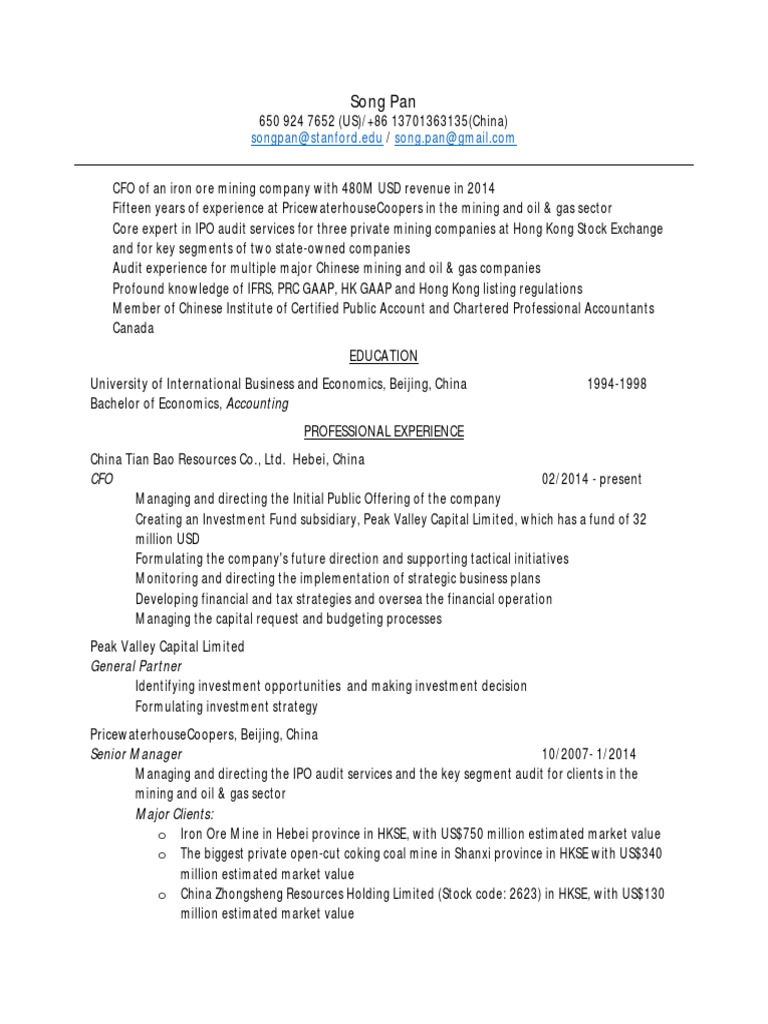 Song Pan: Songpan@stanford - Edu | Descargar gratis PDF | Mining | China