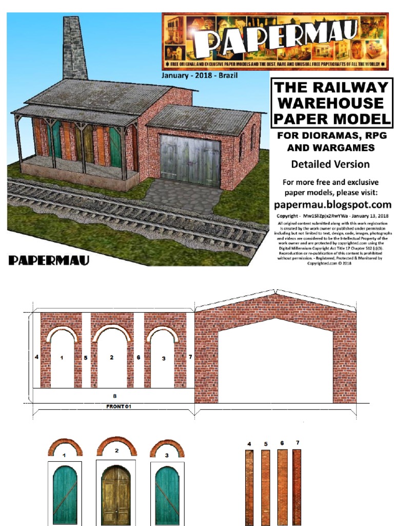 The Railway Warehouse Paper Model - by Papermau - 2018 - Detailed | PDF