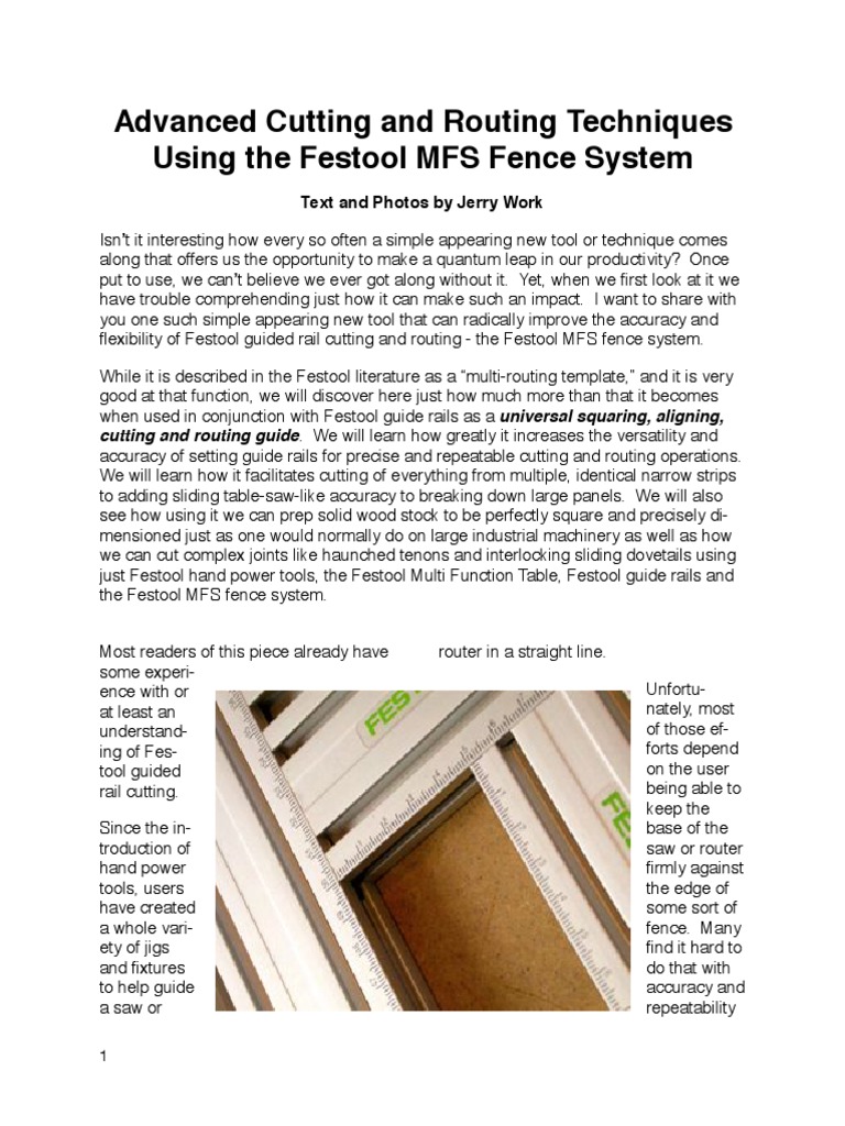 Advanced Cutting and Routing Techniques Using The Festool MFS Fence ...