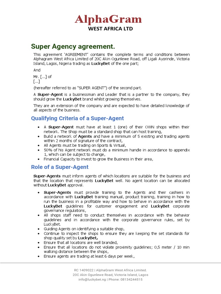 Super Agency Agreement Templat | PDF | Economies | Business