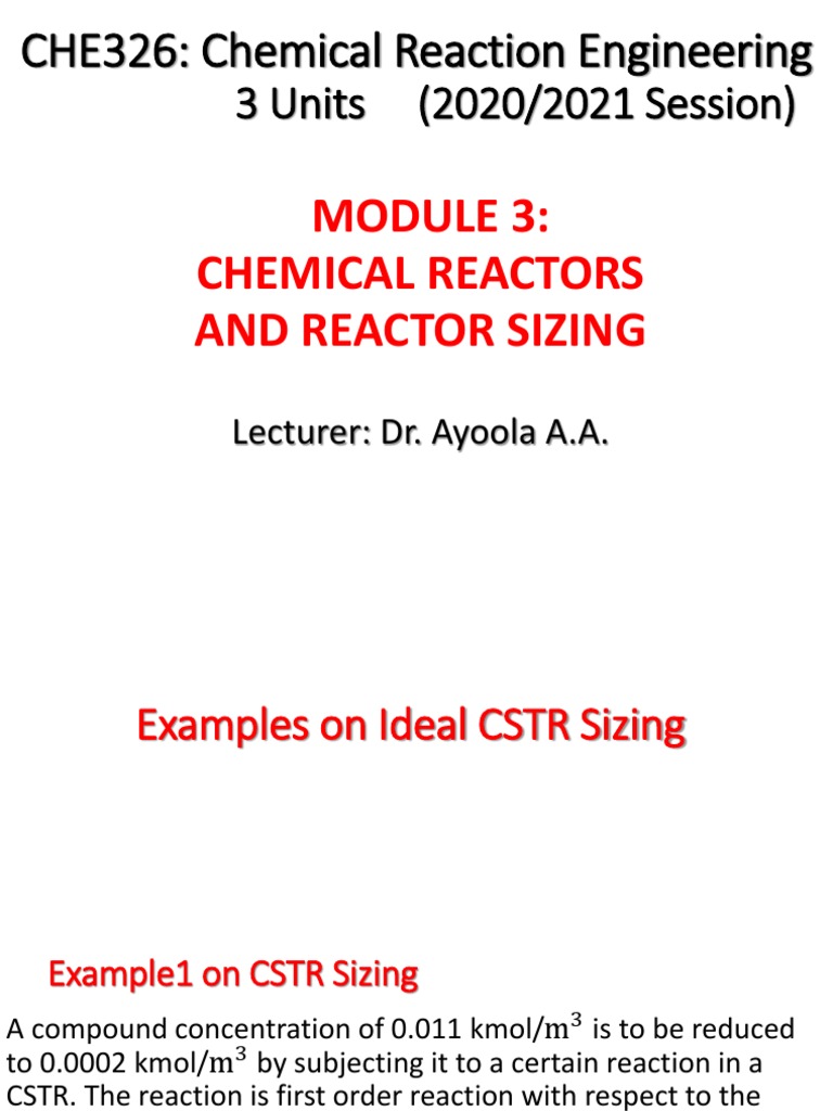 Ideal CSTR Sizing | Download Free PDF | Mole (Unit) | Chemical Reactor