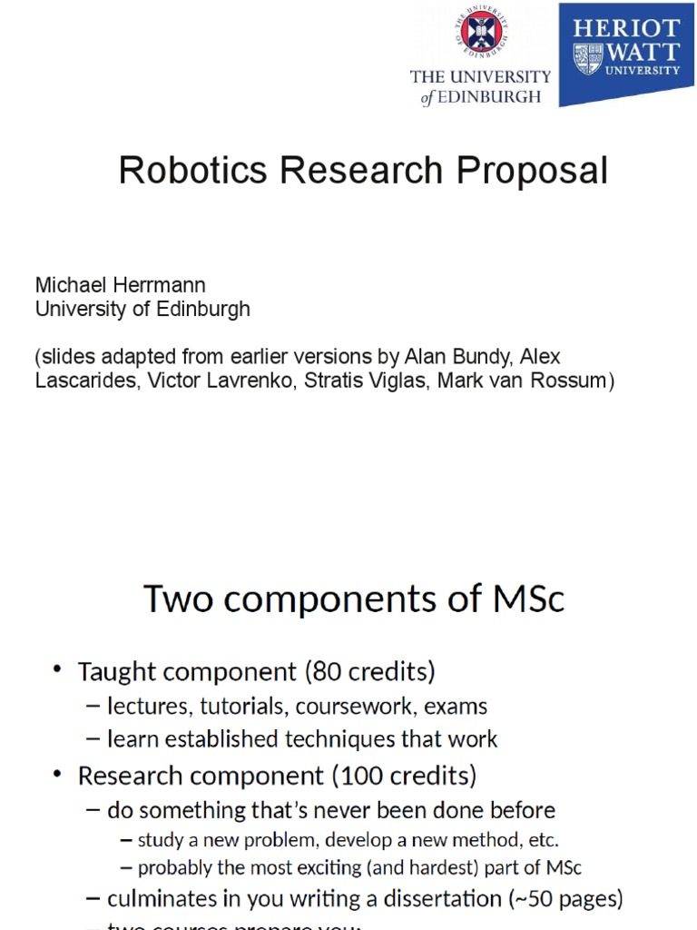 Robotics Research Proposal Guidelines | PDF | Hypothesis | Thesis