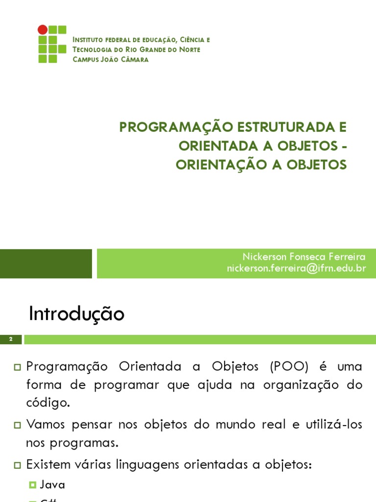 A03 - Orientacao A Objetos | PDF | Programação orientada a objetos ...