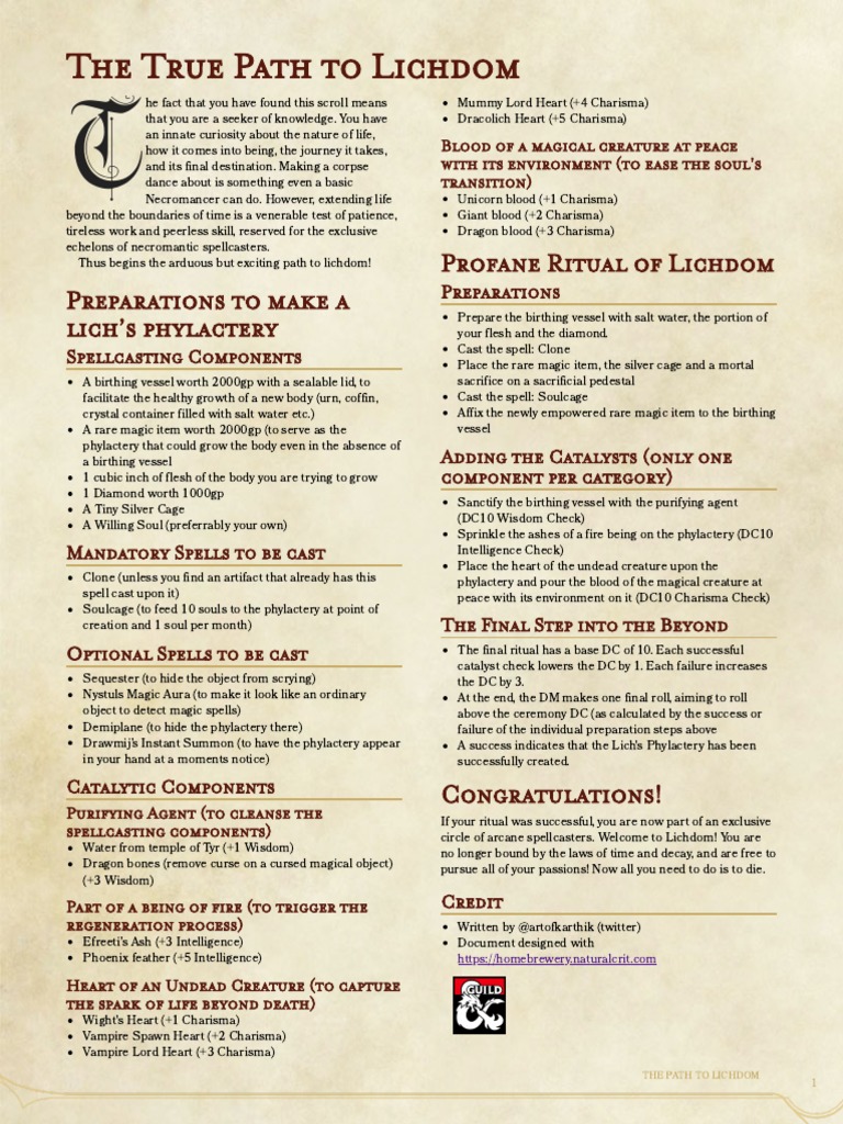 The True Path To Lichdom | PDF | Dungeons & Dragons