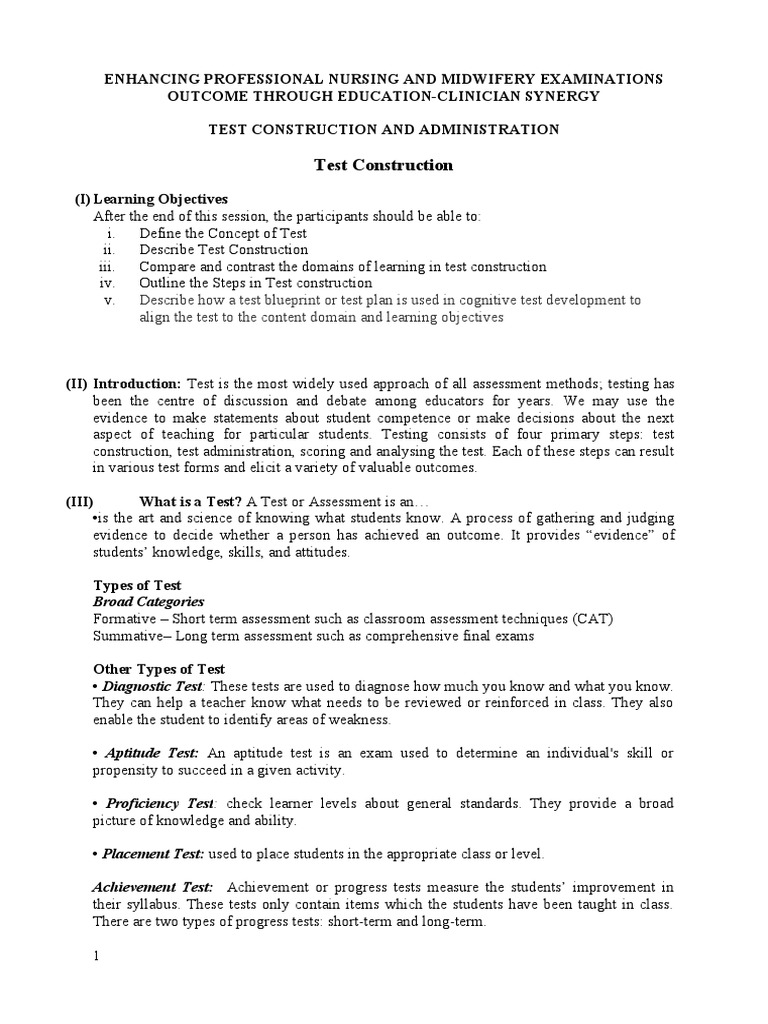 Test Construction and Administration | Download Free PDF | Validity ...