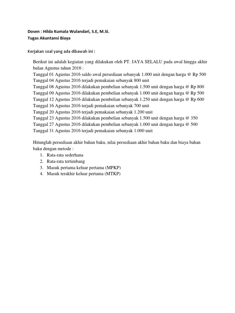 Tugas Metode Rata2 Sederhana, Rata2 Tertimbang, MPKP Dan MTKP | PDF