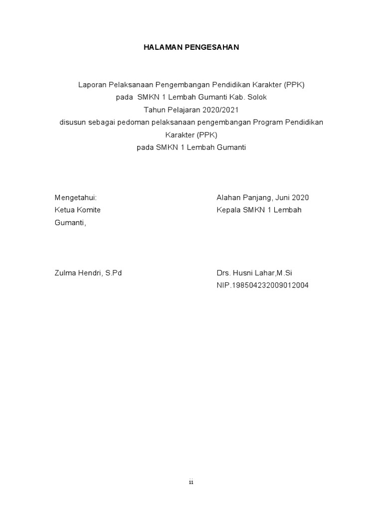 Halaman Pengesahan Laporan | PDF