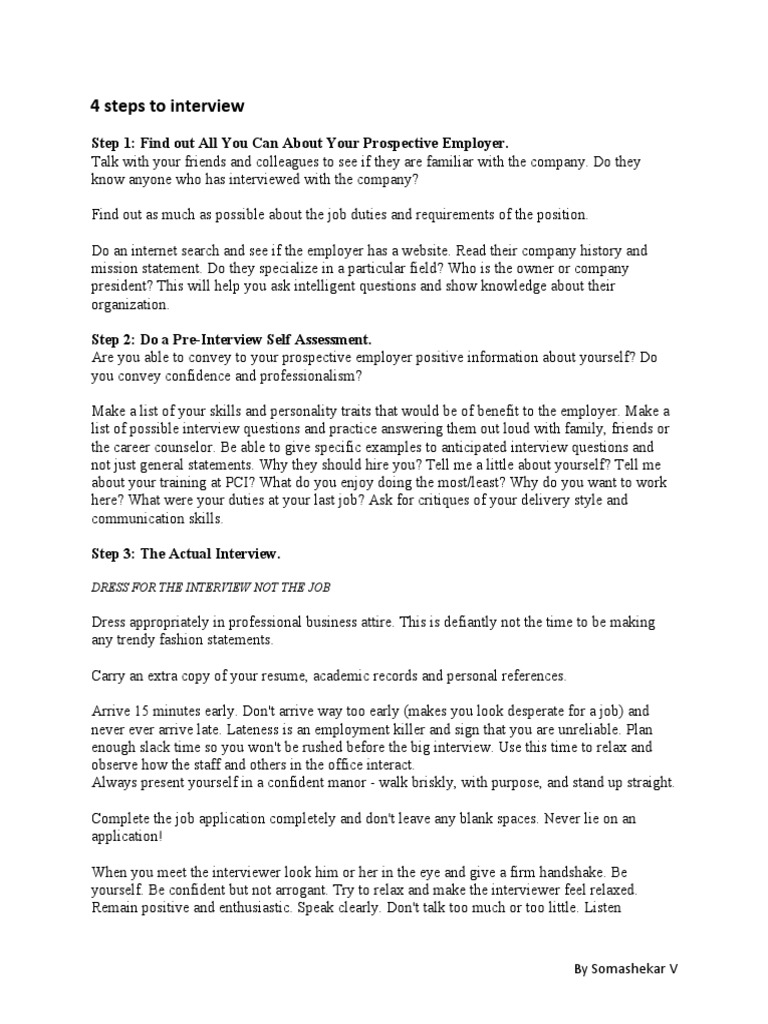 Succes Steps To Interview | PDF | Interview | Job Interview