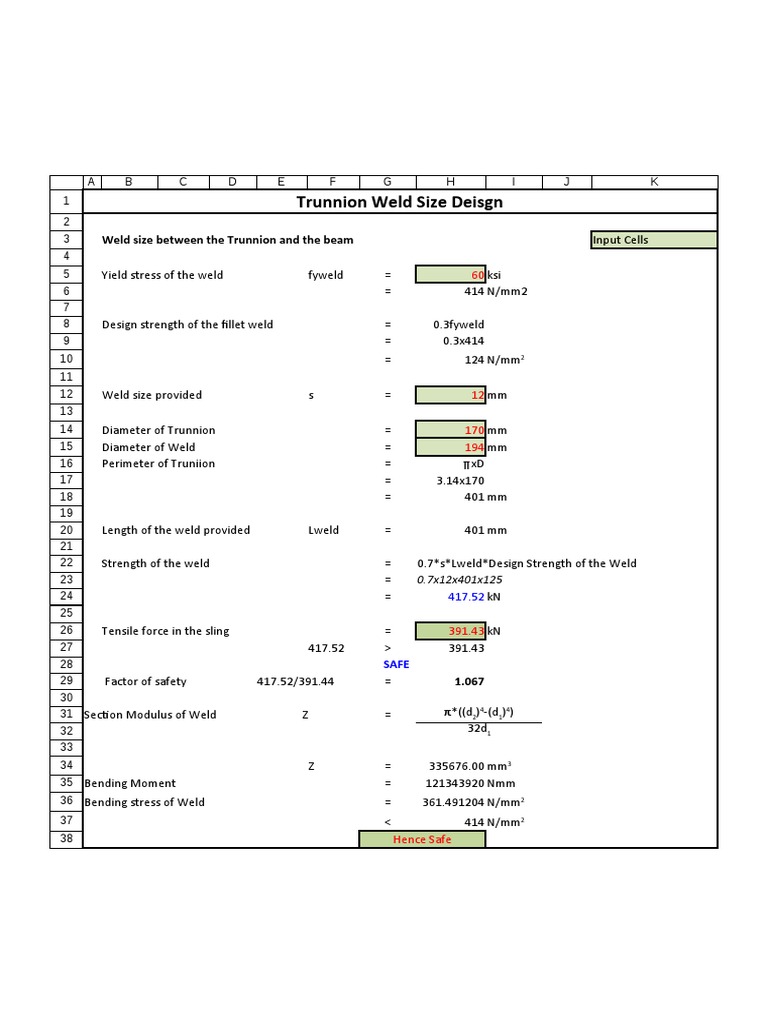 Weld Size Between The Trunnion and The Beam | PDF | Strength Of ...