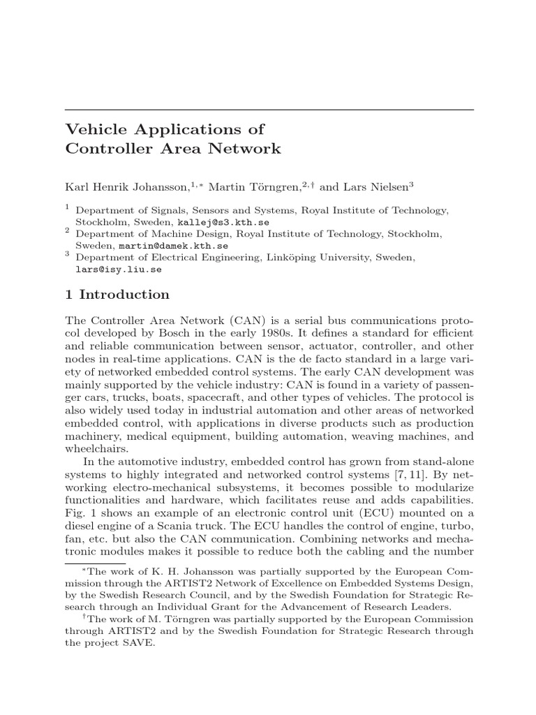 Vehicle Applications of CAN Protocol | PDF | Attitude Control ...