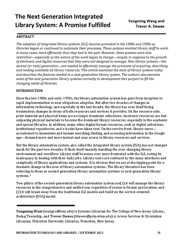 The Promise of Next Generation Library Systems: A Comprehensive Review ...