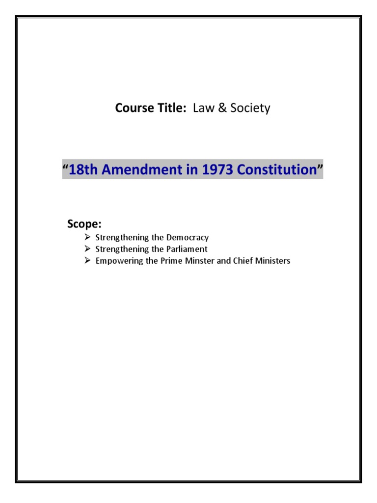 18th Amendment: Strengthening Pakistan's Democracy | PDF | Parliament ...