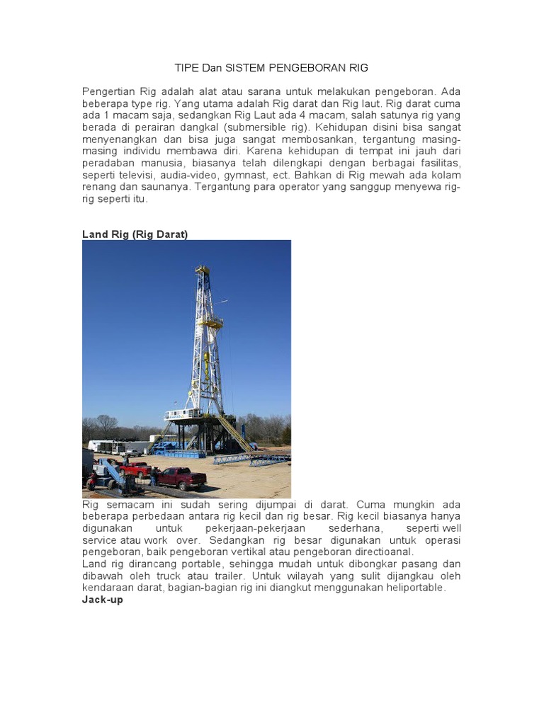 Tipe Dan Sistem Pengeboran Rig | PDF | Bisnis | Griya & Taman