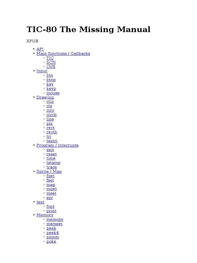 Tic80 Manual | PDF | Computer Architecture | Computer Data