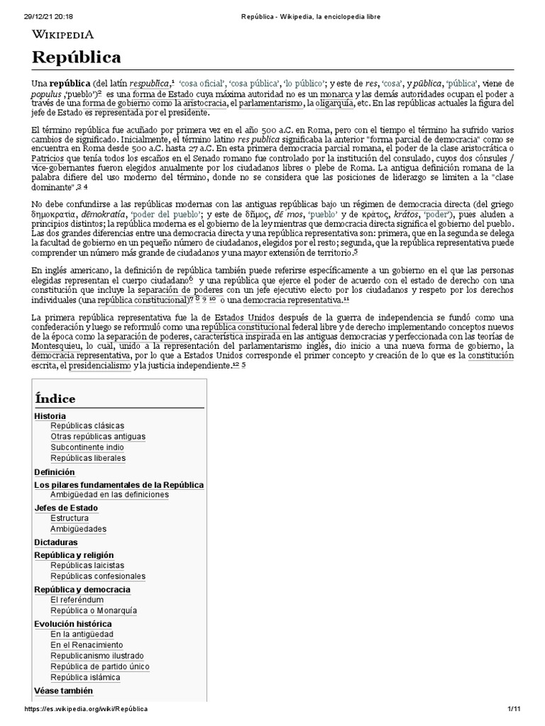 Definición y Evolución de la República | PDF | República | Democracia
