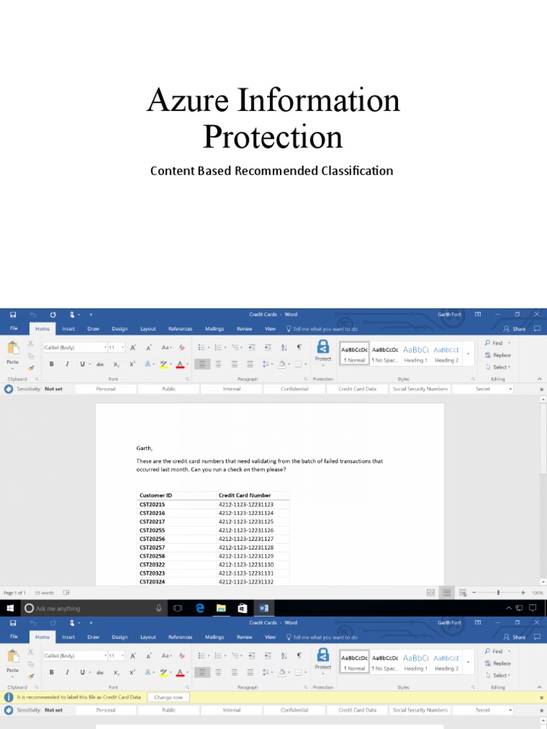 Azure Information Protection - Content Based Recommended Classification ...