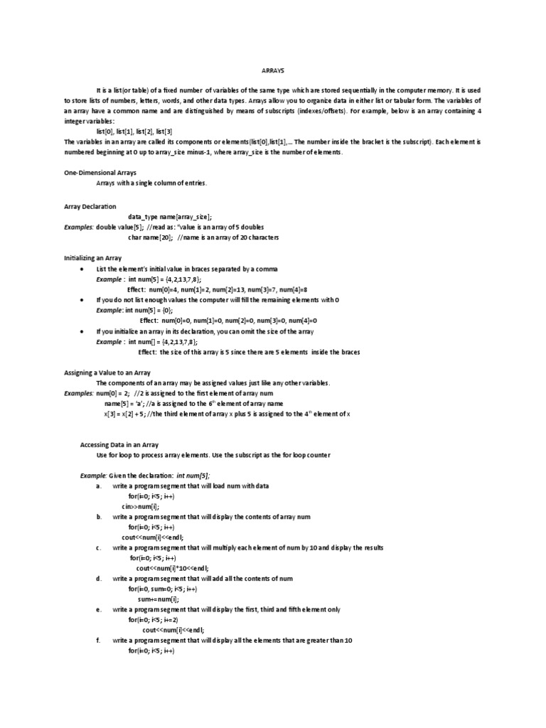 One-Dimensional Arrays: TH TH | PDF | Computing And Information ...