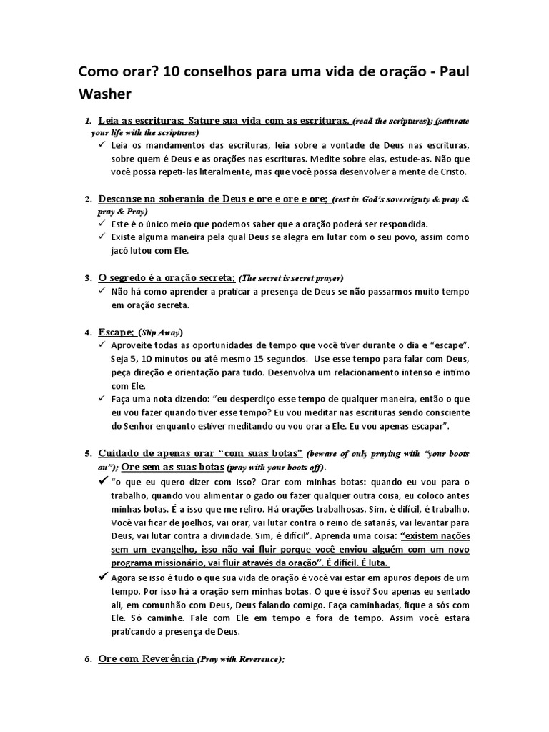 Como Orar - 10 Passos P/ Te Ajudar No Propósito Da Oração | PDF ...
