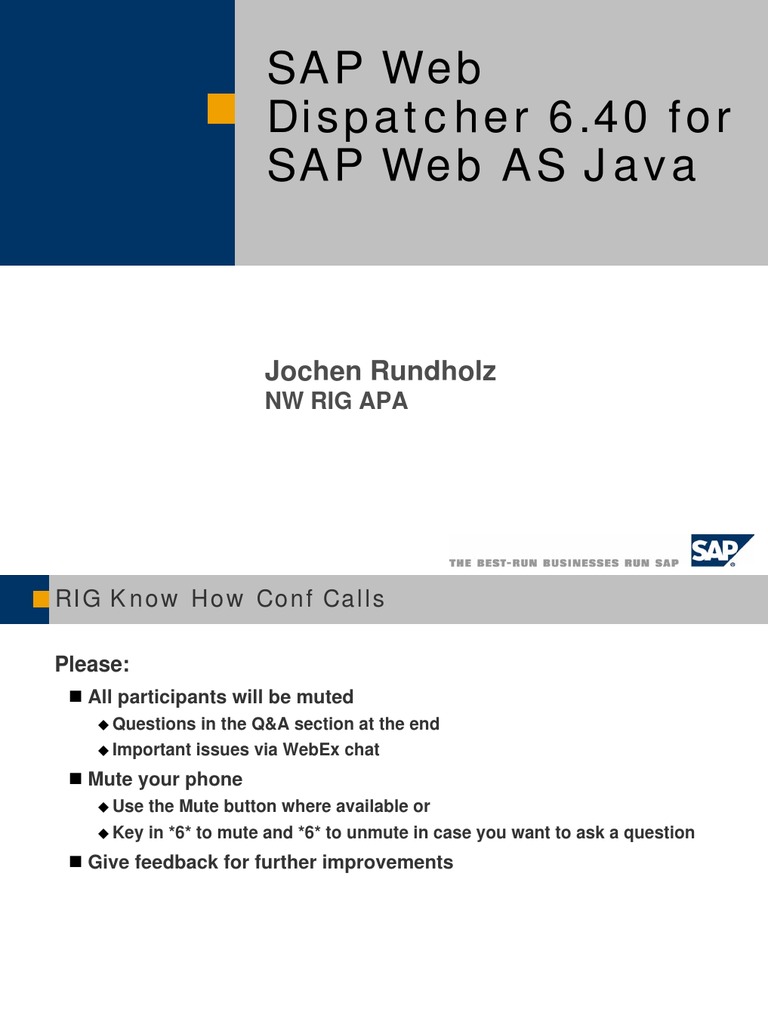 SAP Web Dispatcher 6.40 - Webinar Power Point | PDF