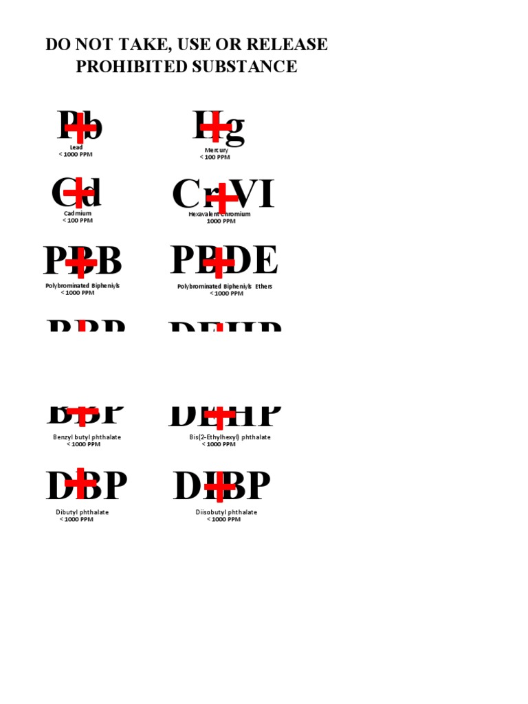 PB HG CD CR Vi PBB Pbde Dehp BBP: Do Not Take, Use or Release ...