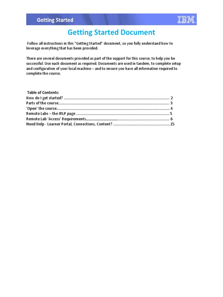 Getting Started Document: Table of Contents | PDF | Virtual Machine ...