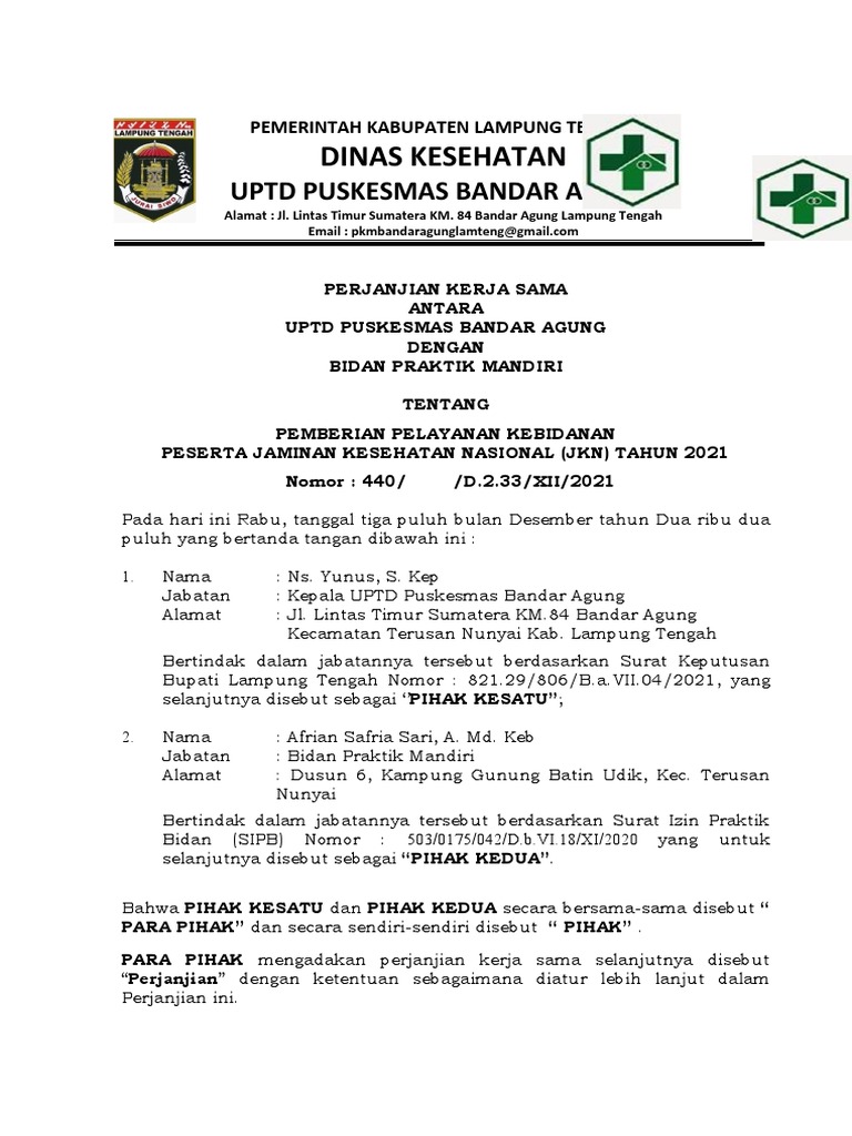 Format PKS Bidan Praktik Mandiri 2021 | PDF | Pengelolaan Keuangan & Uang