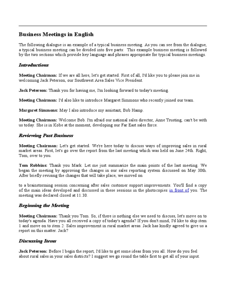 Essential Phrases for Business Meetings | PDF | Sales | Marketing