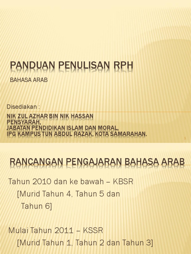 Panduan Penulisan RPH Bahasa Arab | PDF