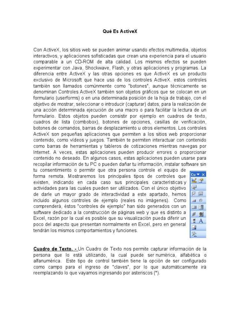 Qué Es ActiveX Original | PDF | Software de la aplicacion | Sitios web