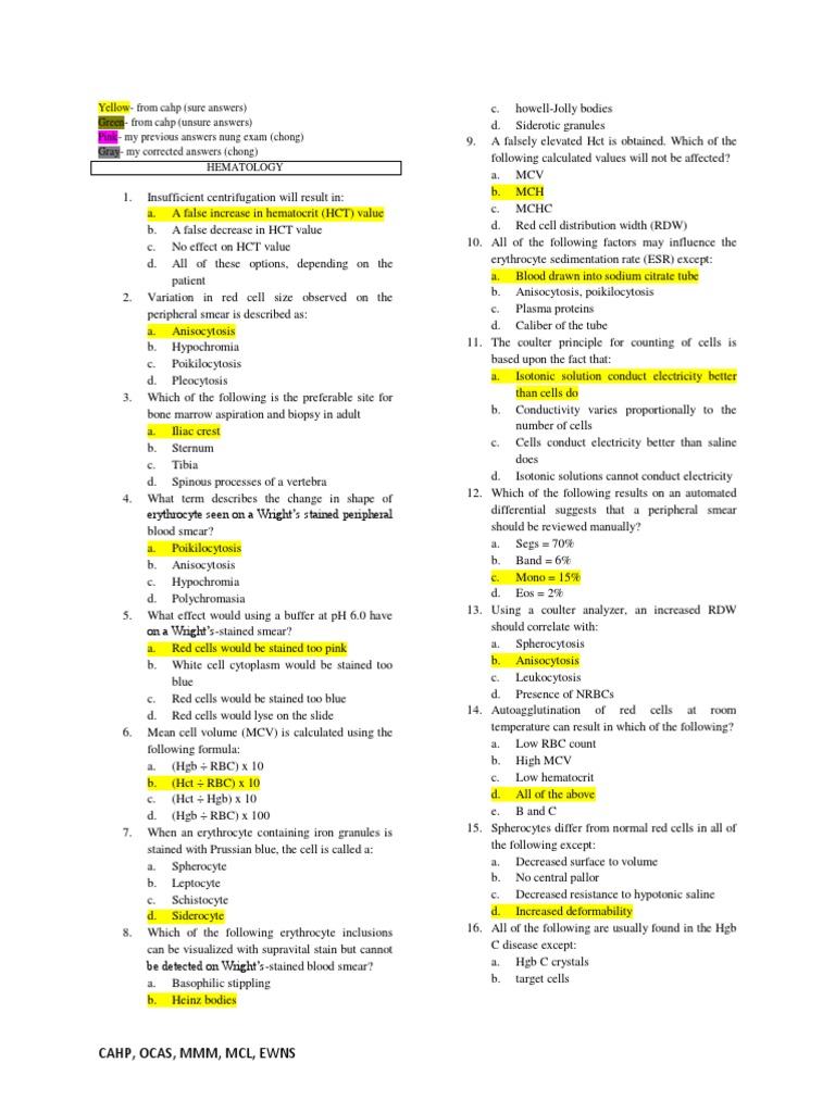 Medical Technology Reviewer | PDF | Anemia | Red Blood Cell