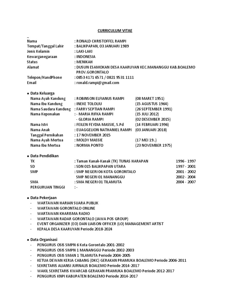 CV Ronald Christoffel Rampi 2023 | PDF