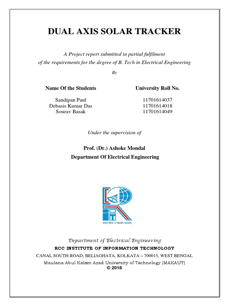 Solar Tracker Project RCCIIT | PDF | Solar Power | Flash Memory