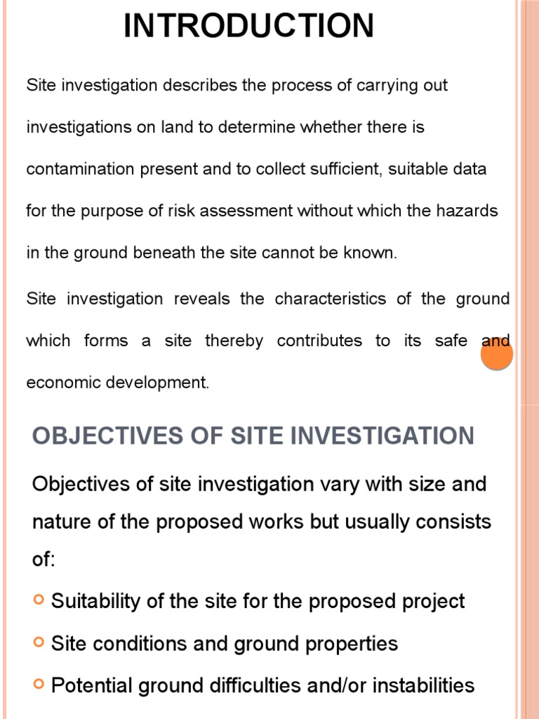 The Elements and Importance of Site Investigation | PDF | Environmental ...