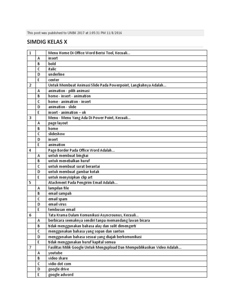 Uas Simdig Kelas Xii Semester 1 | PDF