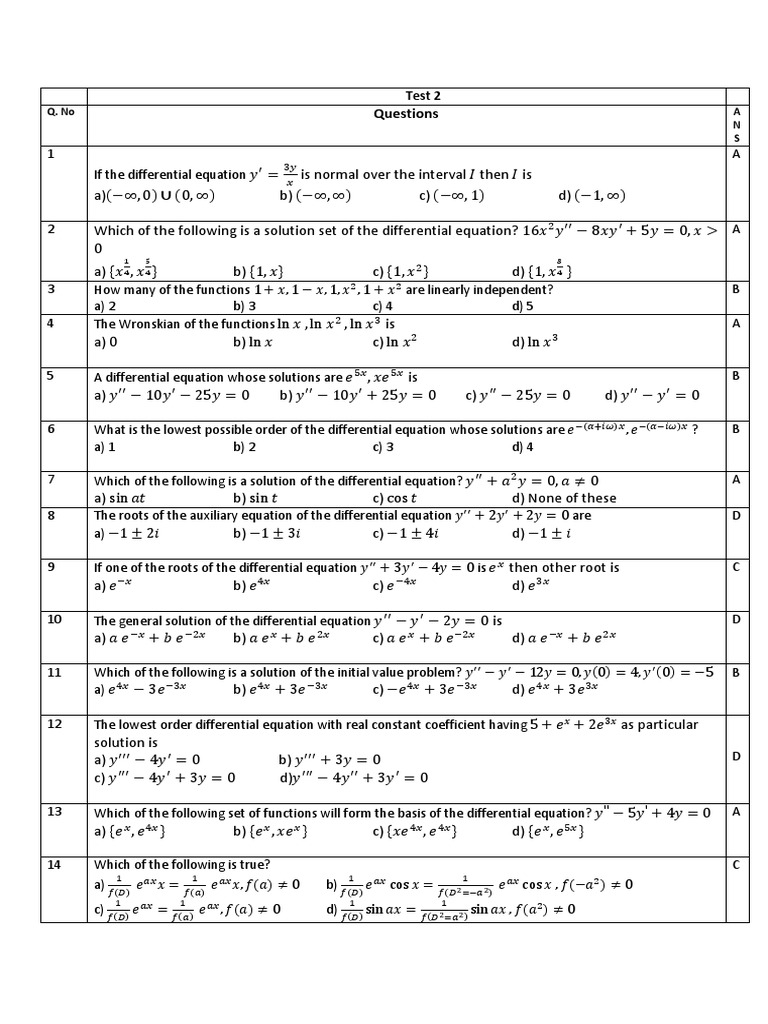 Questions: Test 2 | PDF | Equations | Trigonometric Functions