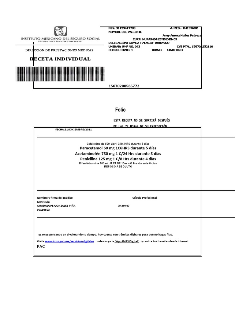 Receta IMSS Editable | PDF