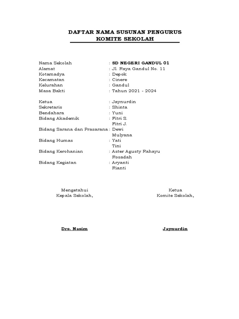 Contoh AD ART Komite Sekolah Untuk SD, SMP, SMA Dan SMK | PDF