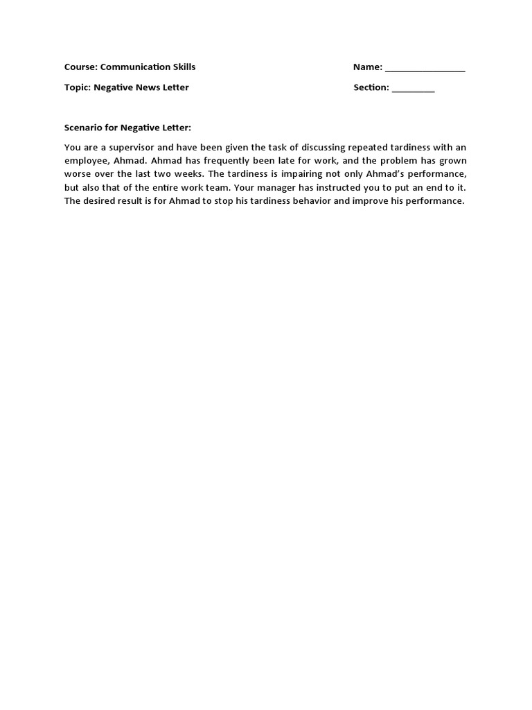 Negative News Letter PDF