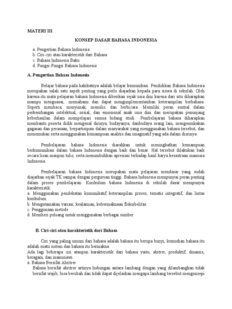 Konsep Dasar Bahasa Indonesia | PDF | Kajian Bahasa Asing