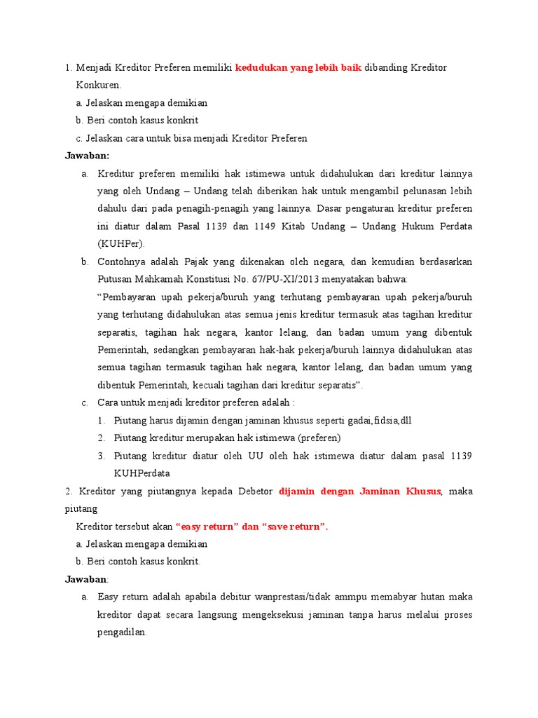 Soal Dan Jwaan Jaminan Gadai | PDF