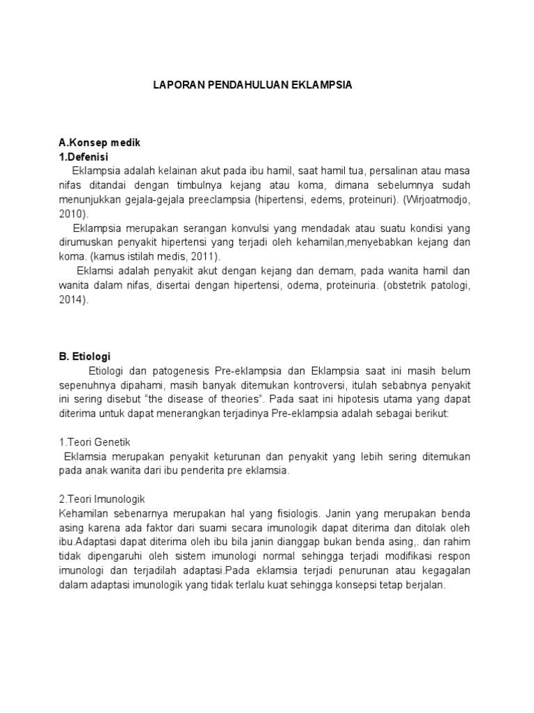 Eklampsia: Definisi, Etiologi, dan Gejala | PDF | Kesehatan Holistik ...