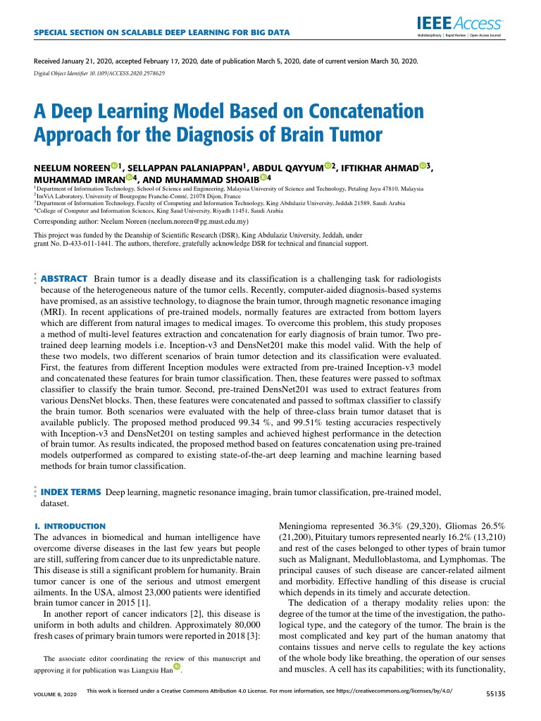A Deep Learning Model Based On Concatenation Approach For The Diagnosis ...
