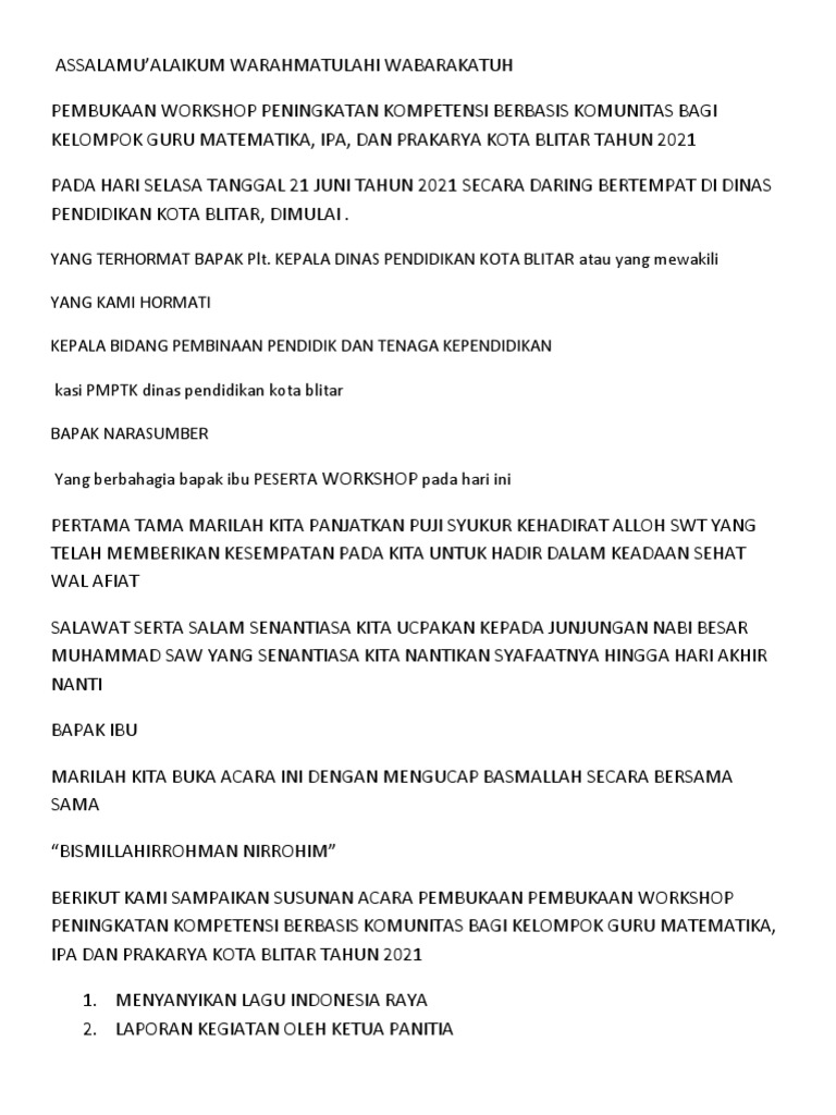 Susunan Acara (MC) | PDF